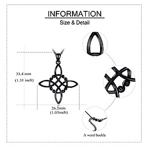 YAFEINI Witches Knot Necklace Sterling Silver Witch's Magical Knot Necklace Pagan Witch Pendant Celtic Cross Jewelry for Women Gifts