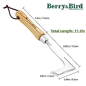 Berry&Bird Crack Weeder, Crevice Weeding Tool, 11.2" Stainless Steel Manual Weeder, L-Shaped Side-Walk Puller Spatula, Grass Cutter Knife, Weeding Sickle for Garden Lawn Yard Patio Terrace Paving Moss