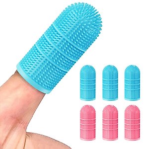 Petiepaw Dog Toothbrush,Dog Finger Toothbrush for Dog Teeth Cleaning,Dog/Puppy Tooth Brushing Kit,Cat Toothbrush with Full Surround Bristles,Finger Toothbrush for Dogs/Cats