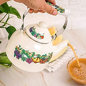 practical Teakettle Creative Kettle Enamel Teapot Home Thickened With Handle Teakettle For Stovetop, Hot Water, No Whistle Tea Pots 1.2l, 5l Portable