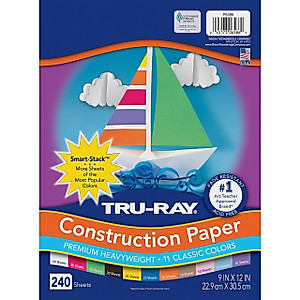 Pacon Tru-Ray Sulphite Construction Paper, 9-inch x 12-inch, Assorted Colors, 240 Sheets (PAC6586)