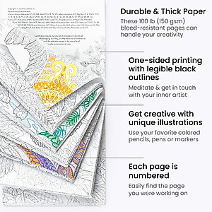 ARTEZA Adult Coloring Book, Animal Designs, 72 Sheets, 6.4x6.4 Inches Coloring Pages, 100 lb Paper