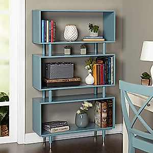 Target Marketing Systems Margo Mid-Century Modern Bookshelf, Antique Blue