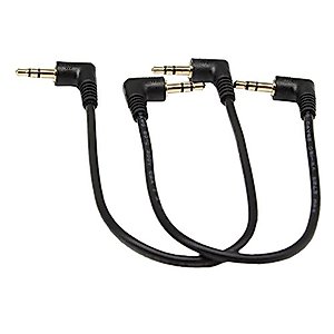 SinLoon 3.5mm Stereo Audio Cable, (2-Pack) Gold Plated 90 Degree Right & Left Angled 3.5mm Male to Male Stereo Audio Cable for Smartphones, Tablets, Media Players(3-P,9inch)