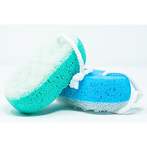 Scrubbing Bath Shower Body Sponge for Woman Man Kids -4 Pack- MR. Sponge Energizing Double Sided Bath Relaxing Massage Scrubbing Body Scrubber Loofah Deep Cleansing Loofah Exfoliating Body Scrubber