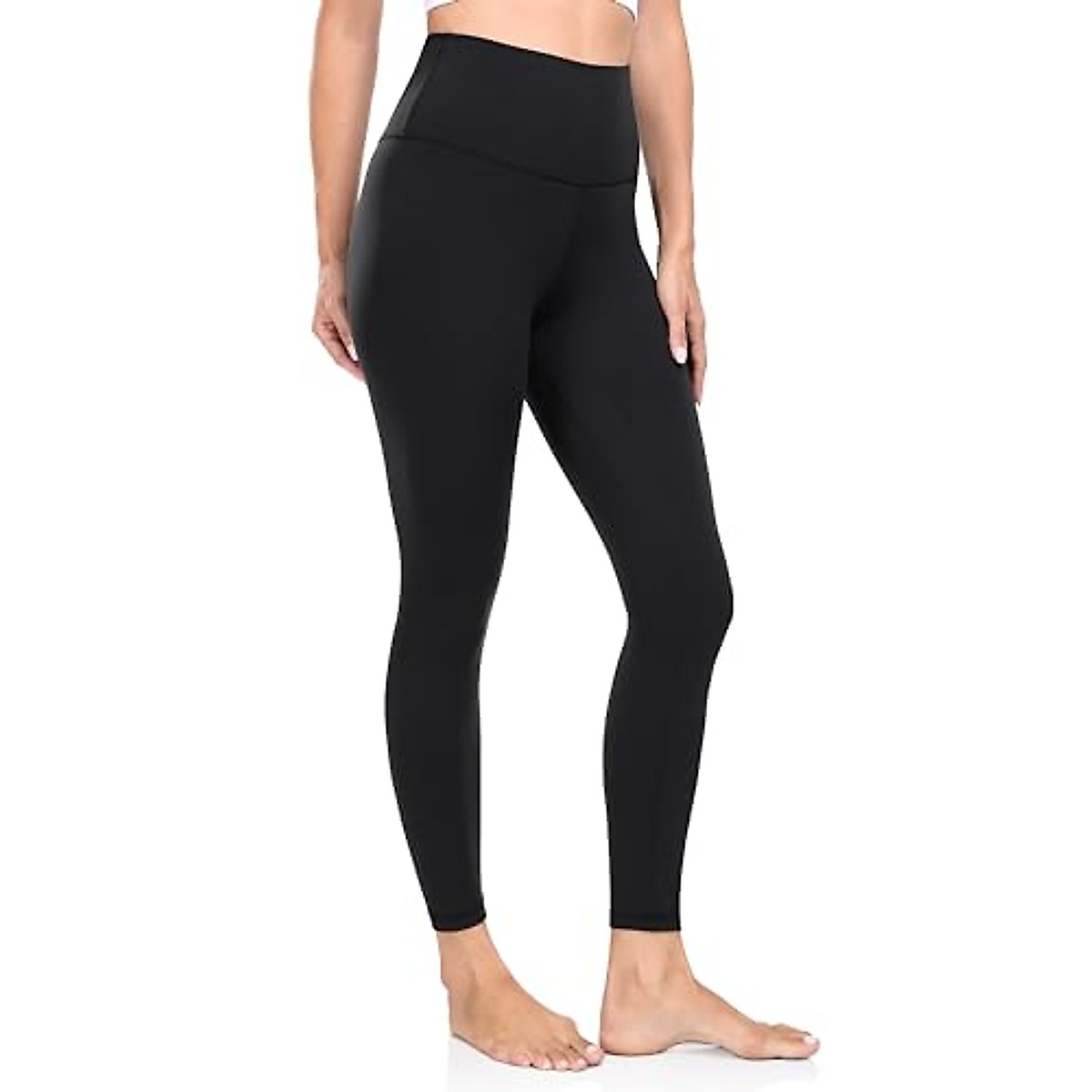 YUNOGA Women's Soft High Waisted Yoga Pants Tummy Control Ankle Length Leggings (L, Black)