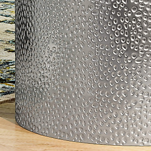Christopher Knight Home Rache Modern Round Accent Table with Hammered Iron, Silver, 16 in x 16 in x 22.25 in