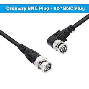 YACSEJAO BNC Cable 3G/HD SDI Coiled Cable BNC to Right Angle BNC Extension Connector Adapter for Video Security Camera CCTV Systems, Oscilloscope（Can Extend Up to 2M/6.6FT）