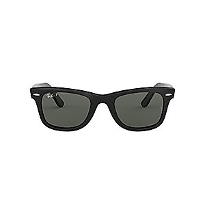 Ray-Ban Unisex-Adult Rectangular Sunglasses Black Frame Green Lens Medium