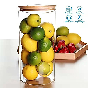 SAIOOL Glass Storage Jars 1.2 Gallon, Storage Containers with Natural Bamboo Lids, Storage Large Bag of Sugar or Large Box of Cereal etc.
