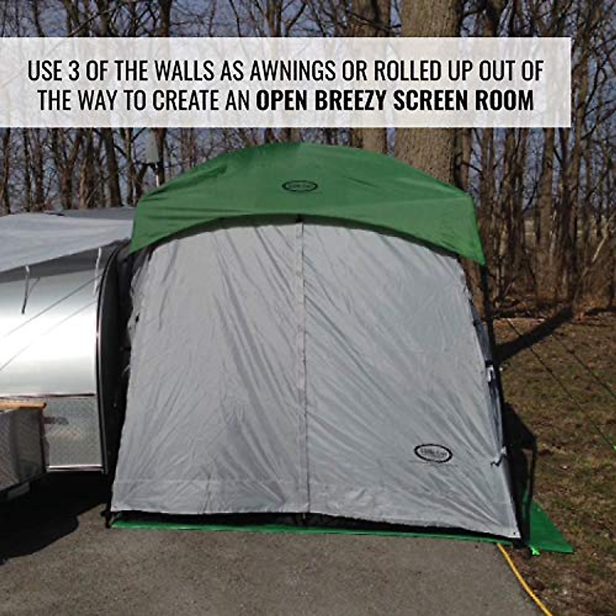 PahaQue 5x7 Pop Up Trailer Tent, Mini Side Mount Camper Screen Room with Awnings, Compatible with TAG Teardrop Trailers