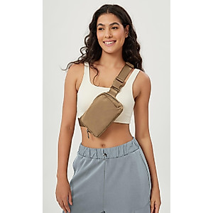 ODODOS Unisex Mini Belt Bag with Adjustable Strap Small Fanny Pack for Workout Running Traveling Hiking, Caramel