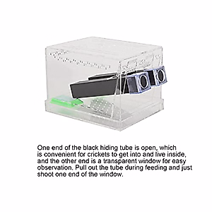 Acrylic Cricket Keeper, Ventilated Cricket Cage Removable Lid Cricket Enclosure with Feces Layer & Tubes for Observation of Small Pets Breeding (L)
