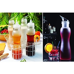 G.E.T. Enterprises Clear Rack with 4 Slots for Salad Dressing Bottles, Break Resistant Dishwasher Safe Polycarbonate Salad Dressing Bottles Collection SDB-32-PC-RACK (Pack of 1)