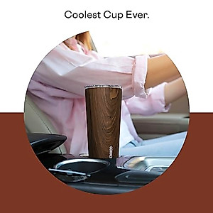 Corkcicle Classic Triple Insulated Coffee Mug with Lid, Walnut Wood, 24 oz – Stainless Steel Travel Tumbler Keeps Beverages Cold 9+hrs, Hot 3hrs