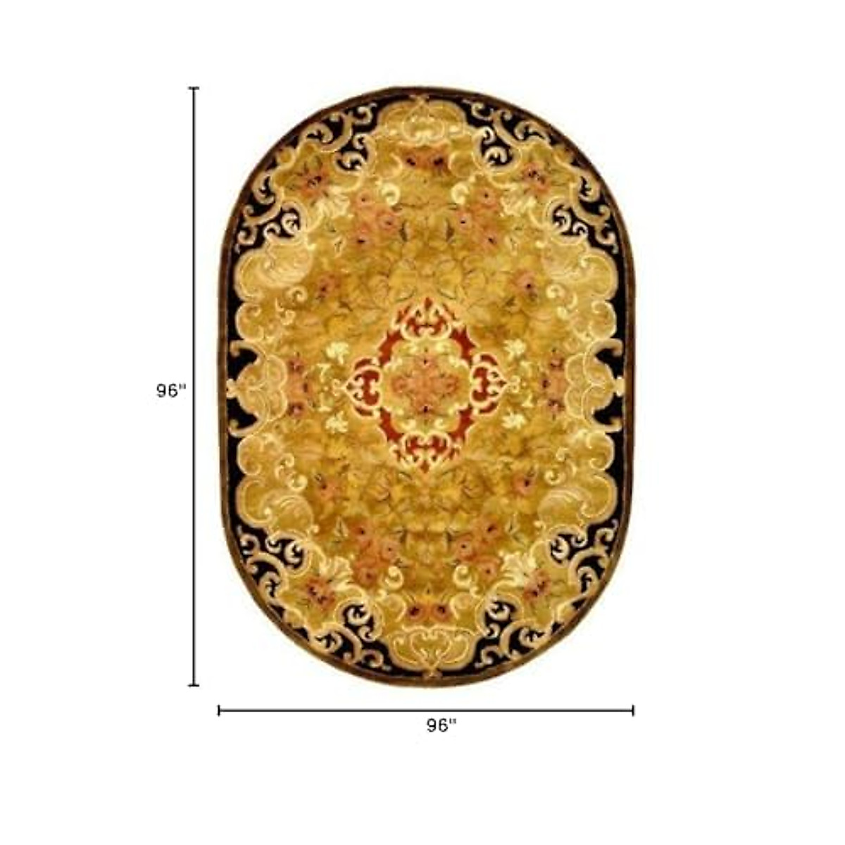 SAFAVIEH Classic Collection 8' Round Gold / Cola CL234B Handmade Traditional Oriental Premium Wool Area Rug