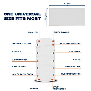 ARMORAY Face Mask Washable & Reusable Balaclava Neck Gaiter - Sun Protection Bandana Scarf Masks for Men & Women Hiking Fishing (WHITE)