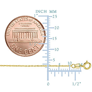 Jewelry Affairs 10k Yellow Real Gold Rope Chain Necklace, 0.6mm, 18"