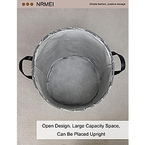 NRMEI Round Storage Basket Laundry Basket Foldable Waterproof Coating Nursery Hamper for Living Room Bedroom and Clothes Toys(Round Line Dinosaur),19.7inchH x 15.7inchD inches