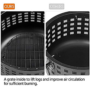 Yaheetech 25in Fire Pit Black Iron Fire Pit for Outside Outdoor Wood Burning Large Bonfire Pit Fire Bowl with Spark Screen, Log Grate and Poker for Backyard, Patio, Garden, Camping