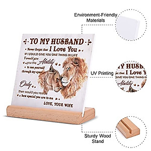 Husband Birthday Gift, Gifts for Husband from Wife, Husband Birthday Card, Anniversary Sign Gifts for Him, Husband Appreciation Gifts from Wife, To My Husband Plaque with Wooden Stand
