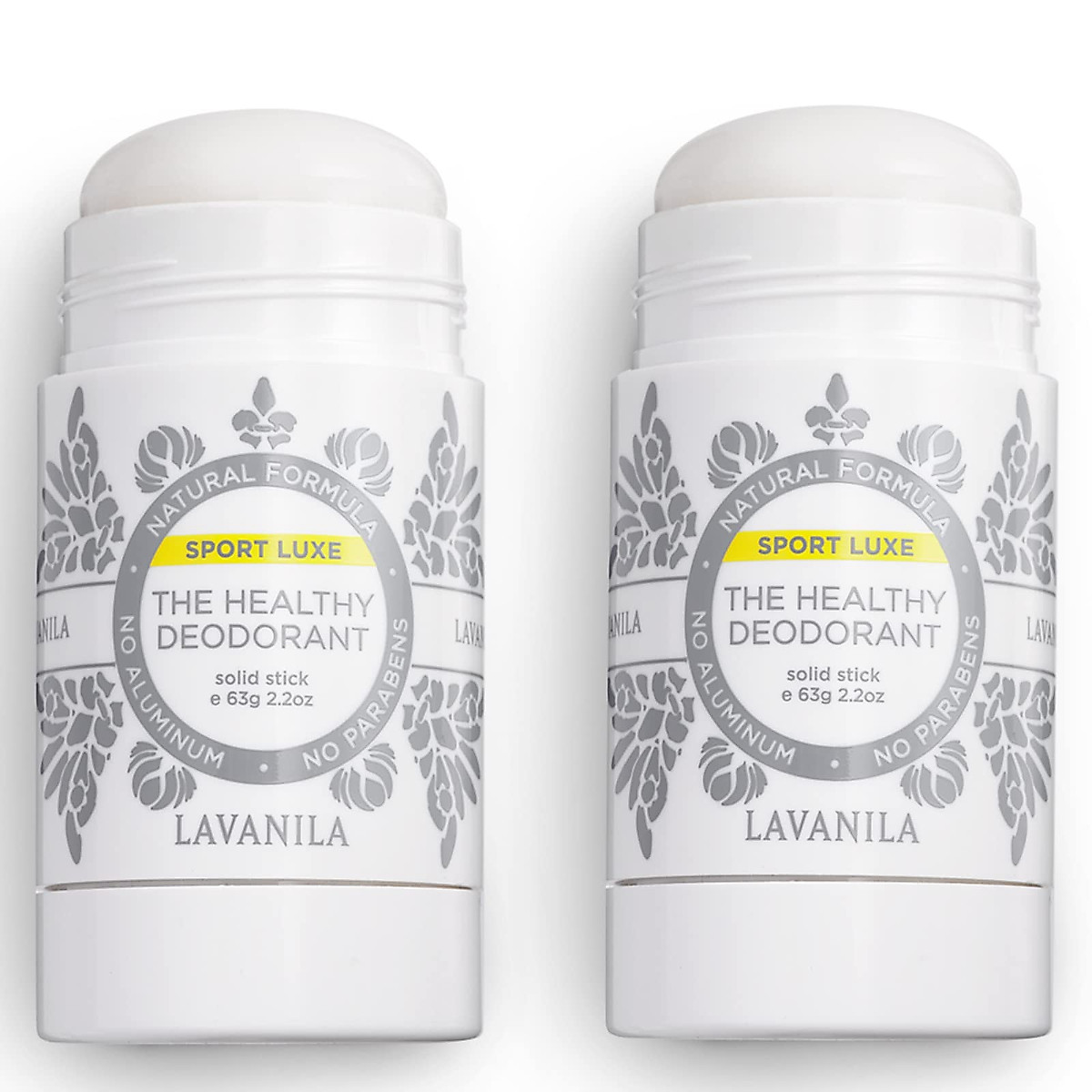Lavanila Sport Luxe (2-Pack) Aluminum-Free Solid Stick Deodorant for Men & Women - Vegan, Clean, and Natural (2.2 Ounce Each)