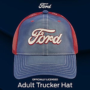 Ford Truck Hat, Logo Mesh Adjustable Snapback Baseball Cap with Curved Brim, Blue, One Size