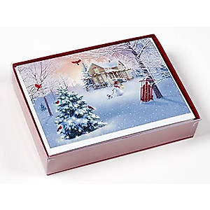 Box Home for Christmas Christmas Cards - 15 Cards / 16 Foil Envelopes