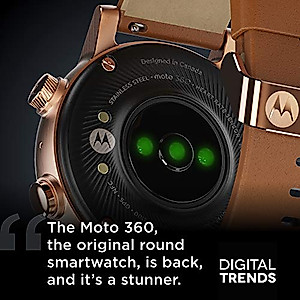 Moto 360 3rd Gen 2020 - Wear OS by Google - Touch Screen - Luxury Stainless Steel Smartwatch - Genuine Leather and High-Impact Sports Bands - Champagne Gold
