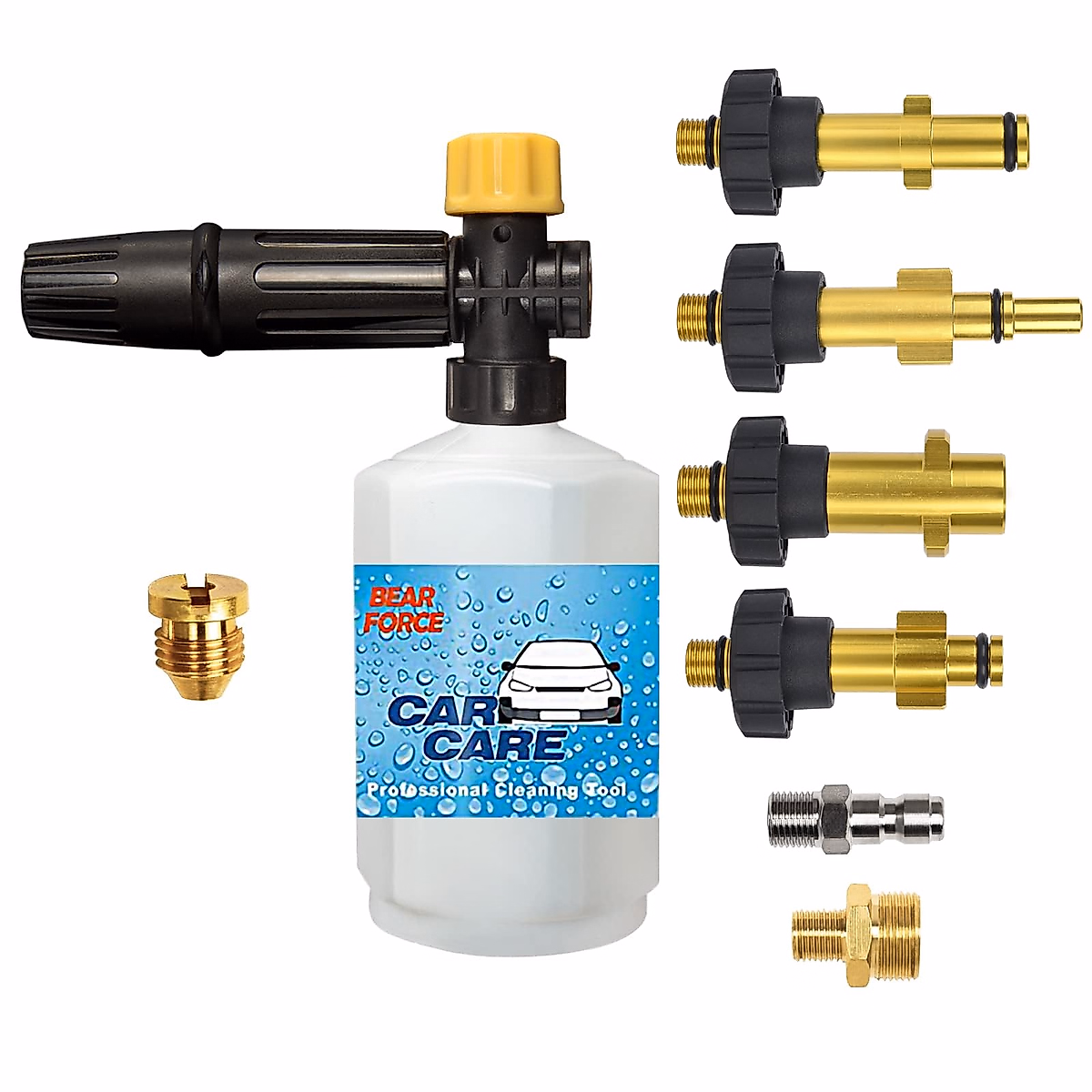Electric Pressure Washer DIY Foam Cannon with 1/4” Quick Connector & Other 5 Adapters, Power Washer Adjustable Snow Foam Lance 0.6L Bottle, Jet Car Wash Soap Foam Nozzle, 500~2200PSI, 1.0~2.2GPM…