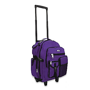 Everest Deluxe Wheeled Backpack, Dark Purple, One Size