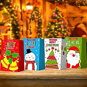 MISS FANTASY Small Christmas Gift bags with Handles Reusable Christmas Goodie Bags for Kids Small Gift Bags Christmas Medium Christmas Gift Bags Bulk for Kids Holiday Xmas