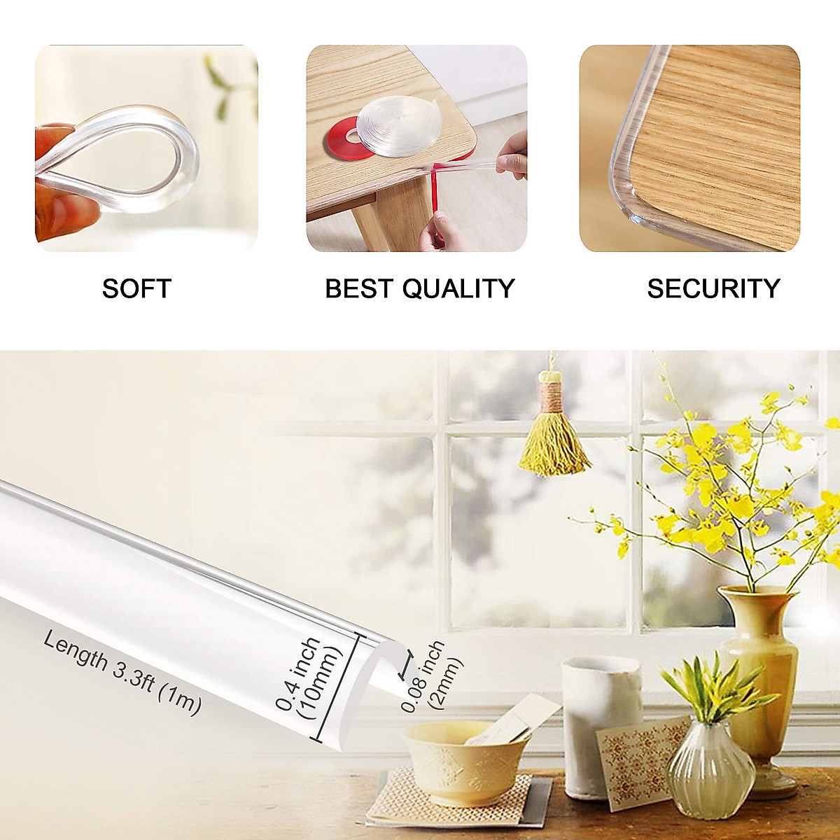 Corner Guards, Clear Furniture Edge Guard Bumper Strip Baby Proofing 3ft(1m) for Cabinets,Tables,Household Appliances,etc
