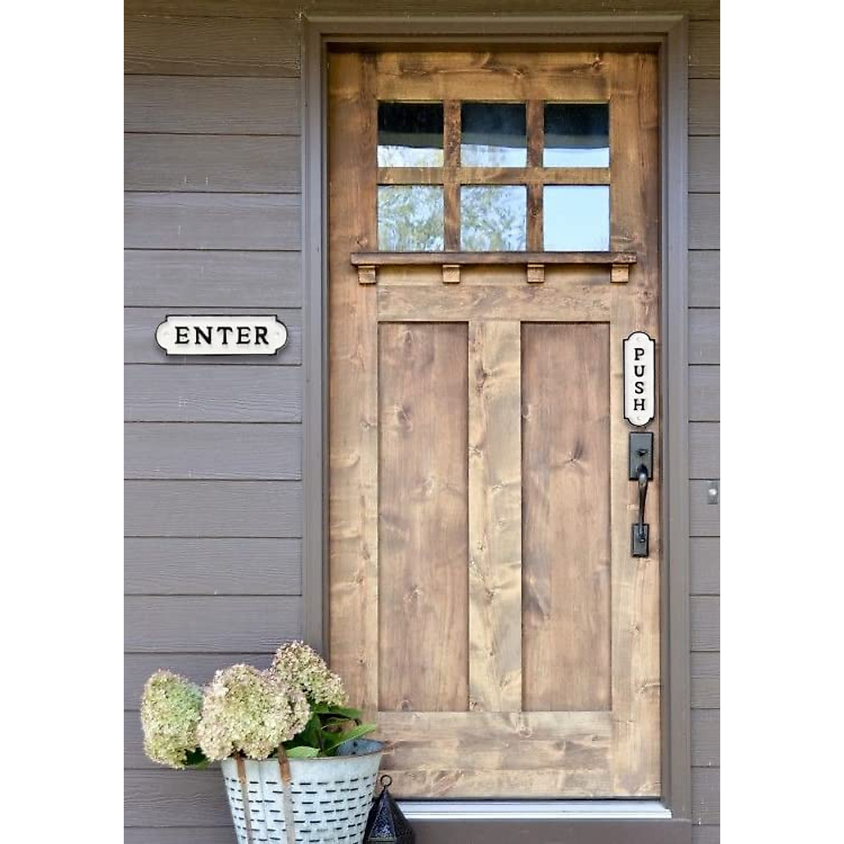 Ziolte Set of Enter exit Cast Iron Gate Sign Plates, Rustic Gate Plaques in White and Black, 2.25 x 7.4 Inches Each; Includes Mounting Hardware…