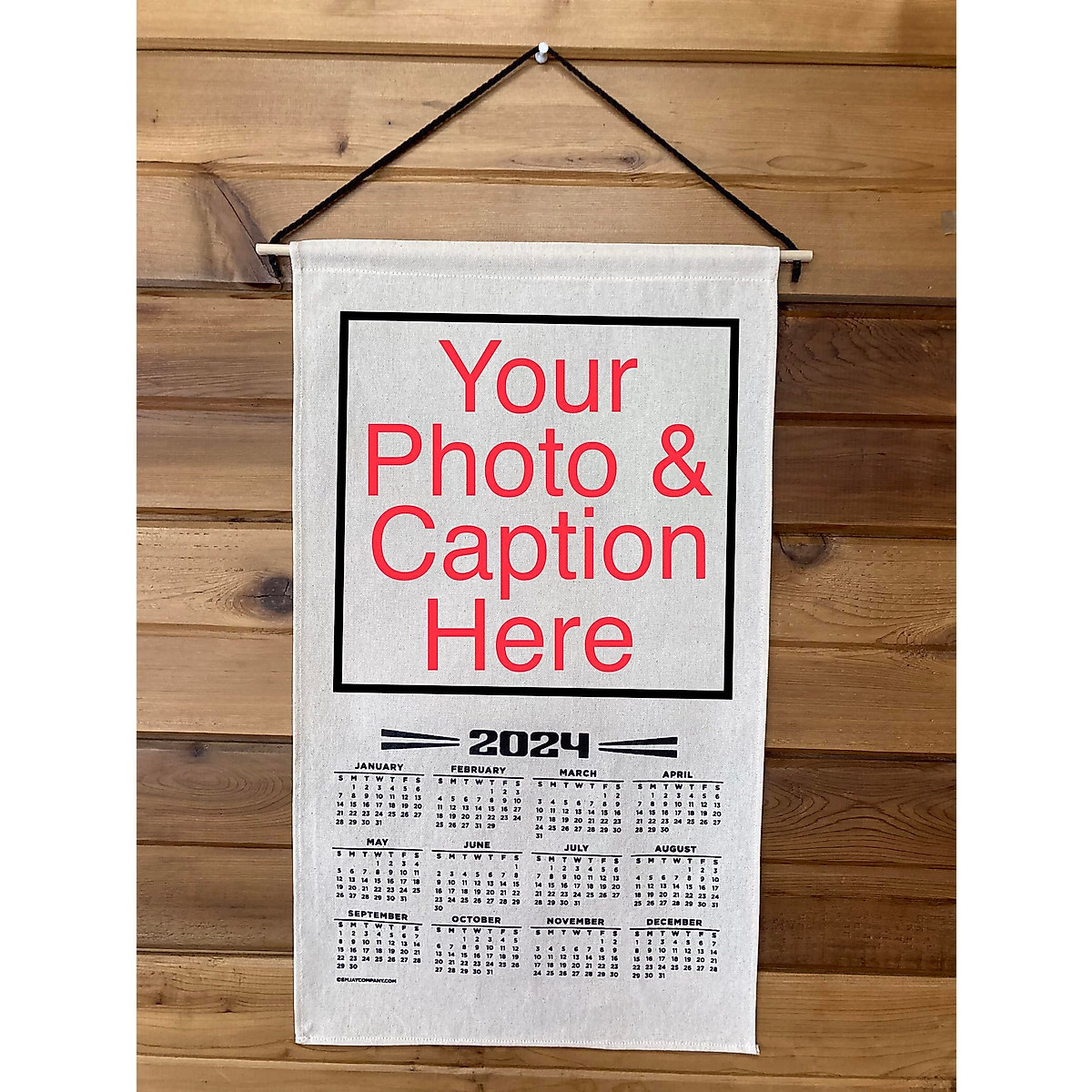 Personalized Photo Cloth Calendar, Photo W/Caption, 12 months calendar from Jan. 2024 - Dec. 2024, Perfect for gifts, office, and home