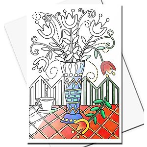Art Eclect Adult Coloring Greeting Cards for Birthdays, Thank You Note Cards and Sympathy Cards (10 Cards With 10 Different Unique Designs and 10 White Envelopes, Set Garden/White)