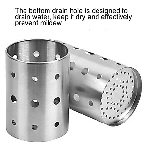 Tomotato Stainless Steel Utensil Holder, 6.3" Kitchen Utensil Holder Caddy Silverware Drying Rack Utensil Drainer Countertop Utensil Storage Organizer Cutlery Holder, 3.9" Diameter