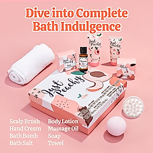 # BFFLOVE Bath Gifts for Women 8pc Peach Scent Bath Sets for Women Gift Bath and Body Gift Set with Bath Bomb Scentd Candle Bath Set for Women Womens Gifts for Christmas