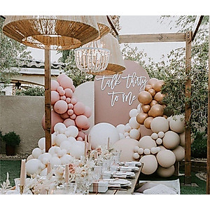 Boho Balloons Garland Arch Kit - Double Stuffed Dusty Rose Pink Rose Gold Cream Peach Apricot Latex Balloon Different Sizes 18 12 10 5In Neutral Ballon for Baby Shower Gender Reveal Party