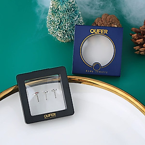 OUFER 3pcs 20G Christmas Nose Rings Pack Surgical Steel Nose Studs Bone Nose Piercing Jewelry Santa Claus Women Men Gifts