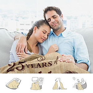 25th Anniversary Blanket Gifts 60"X 50" - Gift for 25th Wedding Anniversary - 25 Years of Marriage Gifts for Dad Mom Friends Grandparents - 25th Wedding Anniversary Blanket Gifts for Husband Wife