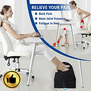 KAYFIA Foot Rest for Under Desk at Work XXL(20in) with 3 Adjustable Heights，Foot Stool with Supportive Gel-Infused Foam, Warmer Feet Pocket Footrest for Office Gaming Chair, for Leg Support -Black