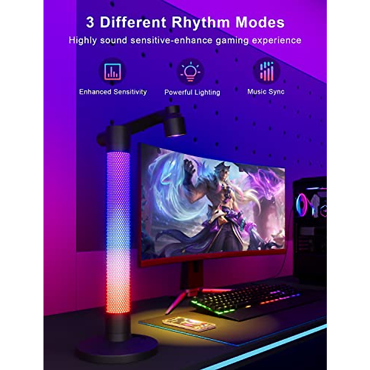 HCYHNB LED Desk/Task Lamp for Home Office, 600LM Eye-Caring Reading Light, 360°Rotatable Swing Arms, Dimmable Table Lamp with Atmosphere Lighting for Desk Bedside