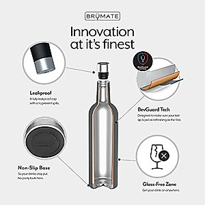 BrüMate Winesulator 25 Oz Triple-Walled Insulated Wine Canteen Made Of Stainless Steel, 24-hour Temperature Retention, Shatterproof, Comes With Matching Silicone Funnel (Glitter Violet)