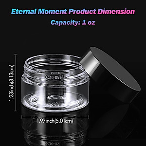 50 Pack 1 OZ Plastic Jars Round Clear Cosmetic Container Jar with Lids, Eternal Moment Plastic Slime Jars for Lotion, Cream, Ointments, Makeup, Eye shadow, Rhinestone, Samples, Pot, Travel Storage