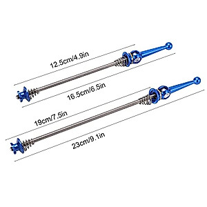 Ranvo Bike Hub Quick Release Poles, CNC Cutting Good Performance Front Rear Titanium Alloy Axle Skewer Lever for Road Bike(Blue)