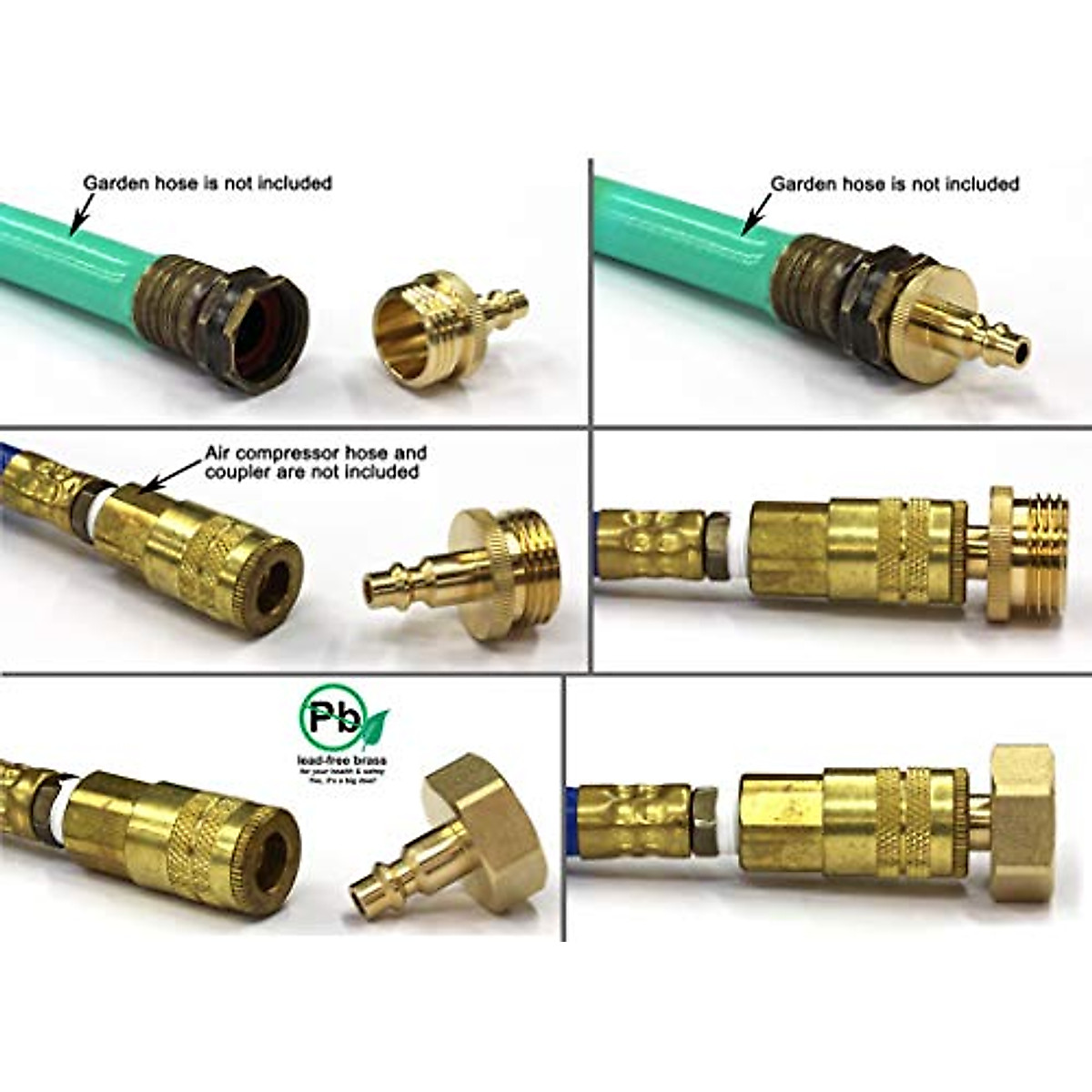 Water Blowout Quick Connect Plug Fittings for Air Compressor, Winterize Kit for RV, Camper, Outdoor Plumbing, Garden Hose, and Sprinkler Systems (One Pair)