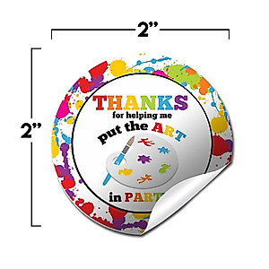 Art & Painting Party Thank You Sticker Labels, 40 2" Party Circle Stickers by AmandaCreation, Great for Party Favors, Envelope Seals & Goodie Bags