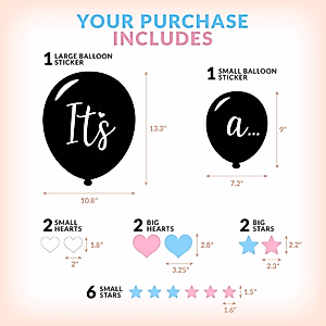 Gender Reveal Box Sticker Kit - Decorate Your Own Balloon Box - ONLY Stickers - No Box - Use with Gender Reveal Balloon - Great for Baby Shower Party or as Decorations