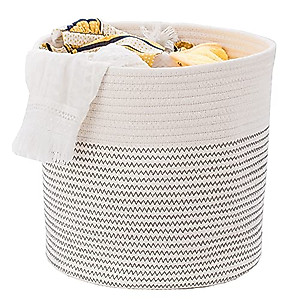 Cotton Rope Storage Basket with Handles for Baby Gift Laundry Hamper Kids Toy Storage Nursery Closet Organization Dog Toy Basket Bathroom Decor
